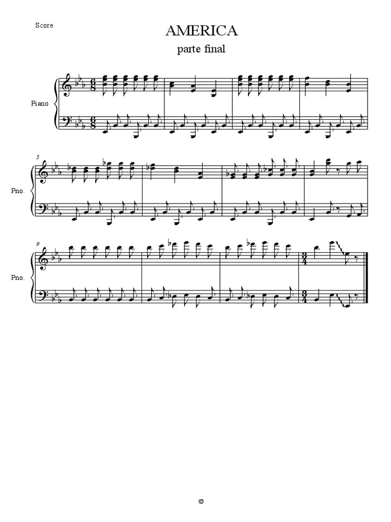 BERNSTEIN. America. Piano Final | PDF