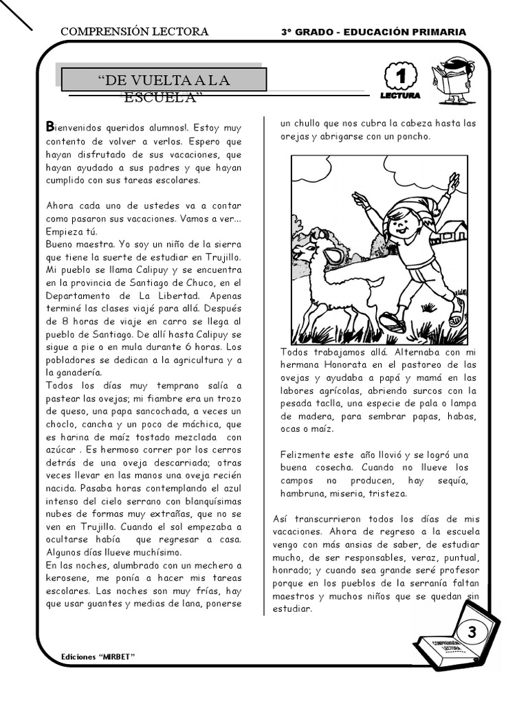 Hojas De Trabajo De Comprensión Lectora De Tercer Grado En Formato Pdf
