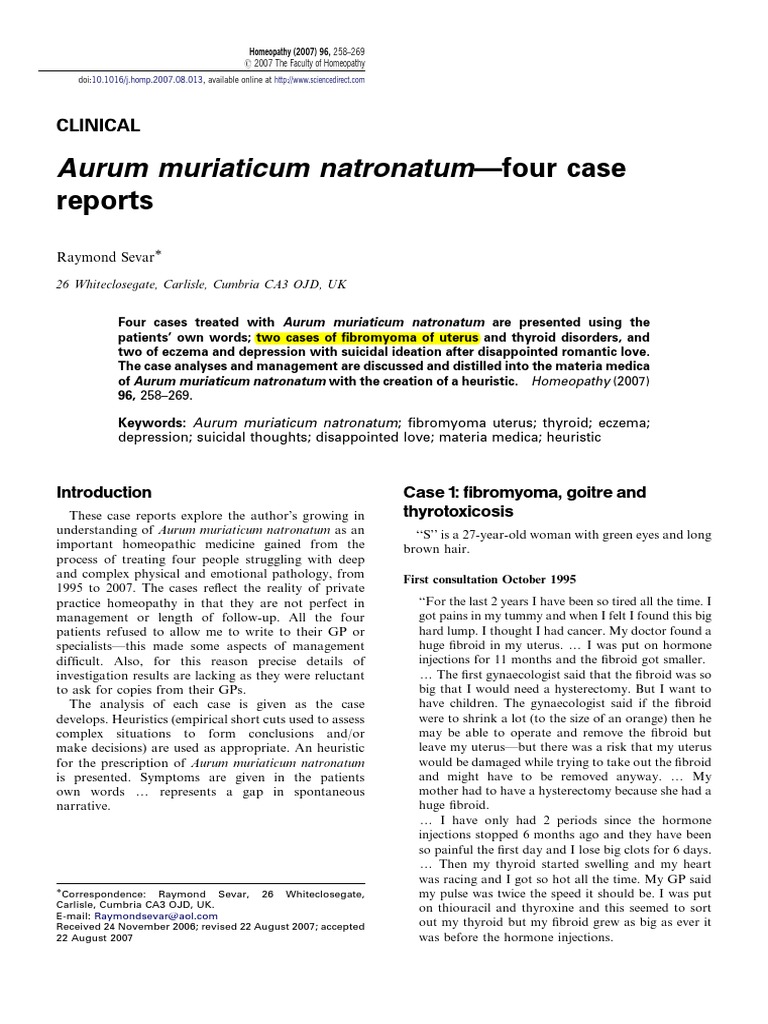 Aurum Mur Nat Four Cases | PDF | Thyroid | Homeopathy