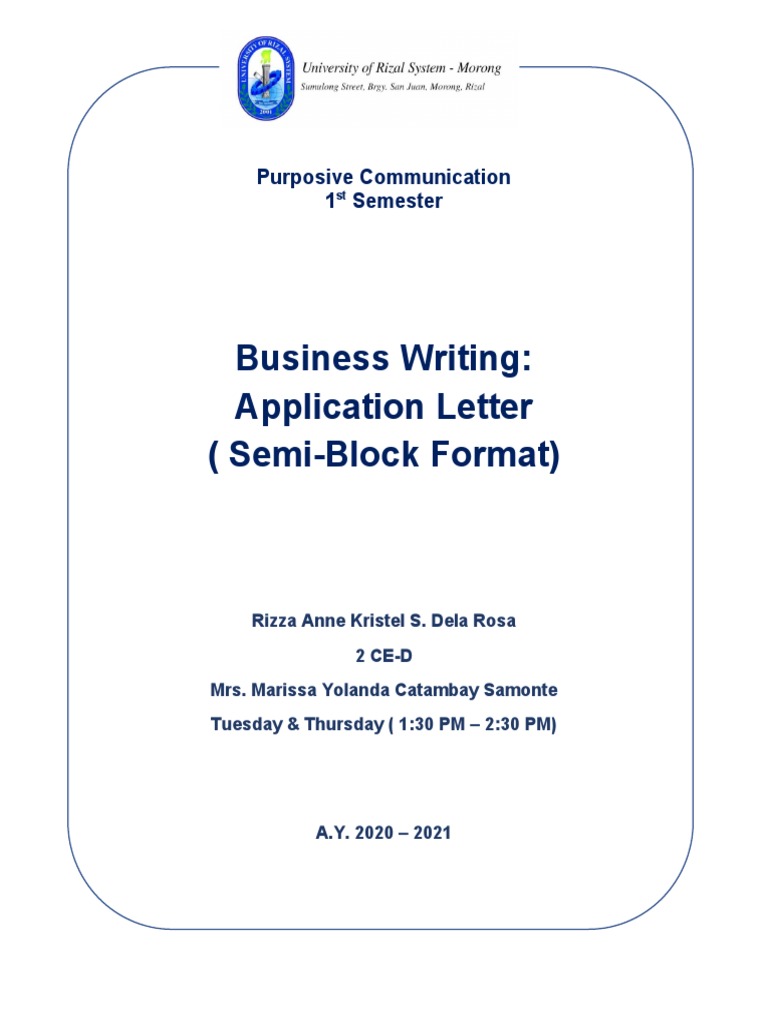 PurCom-LETTER - (Semi-Block Format) | PDF