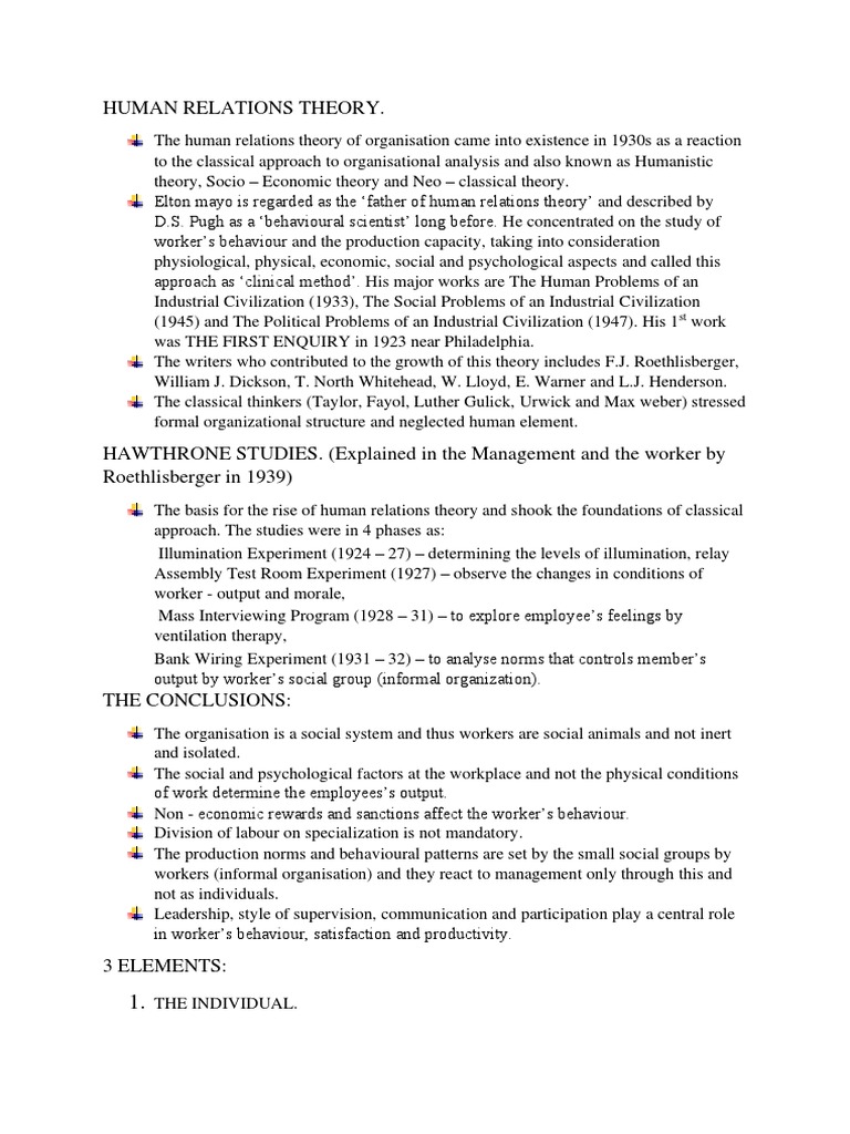 Human Relations Theory | PDF | Behavior | Behavioural Sciences