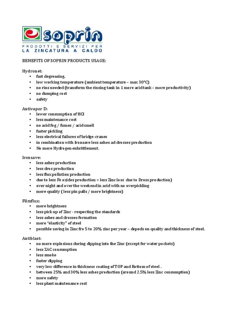 Benefits of Soprin Products Usage | PDF