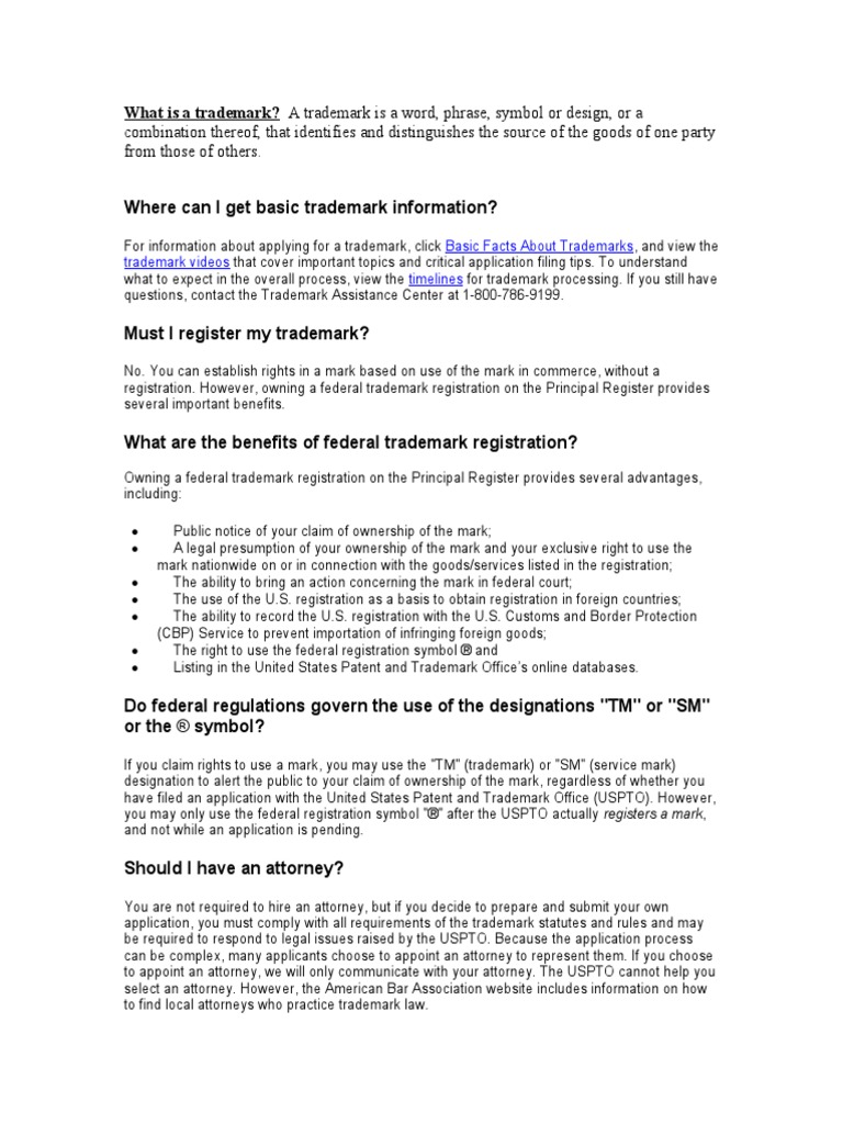 Understanding Federal Trademark Registration | PDF | United States ...