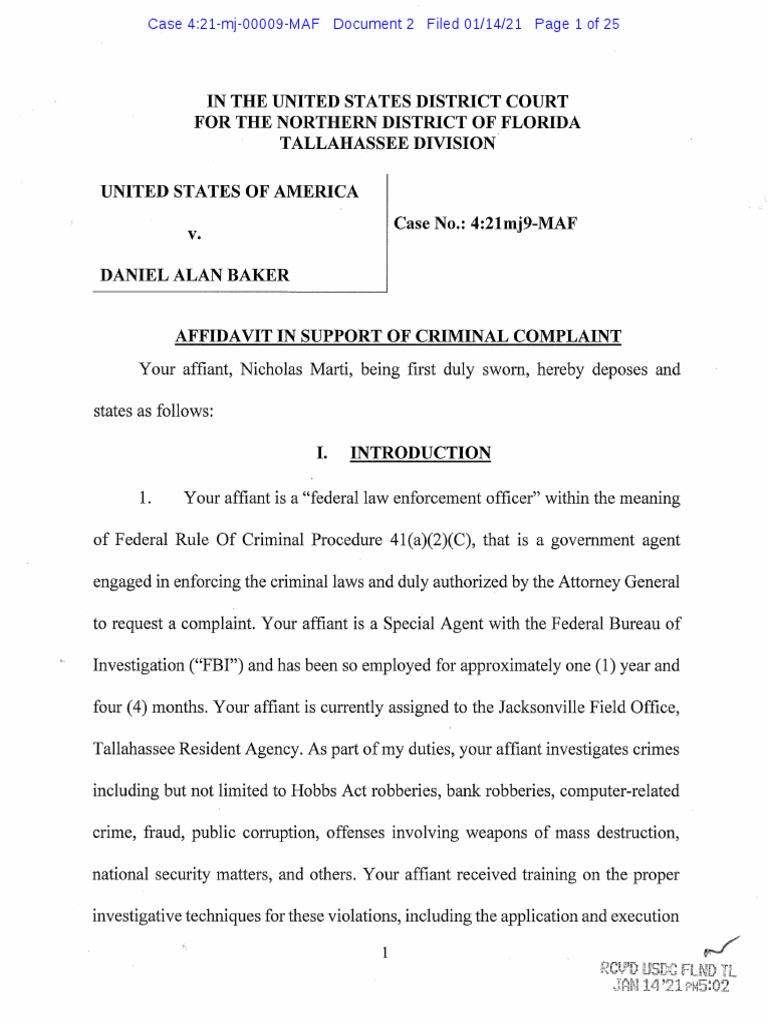 USA vs. Daniel Alan Baker - 011621 | PDF