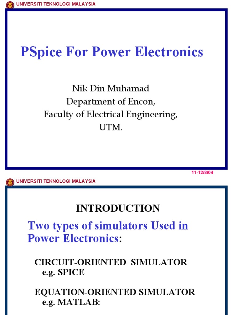 PSpice Simulation for Power Electronics | PDF | Spice | Electrical Network