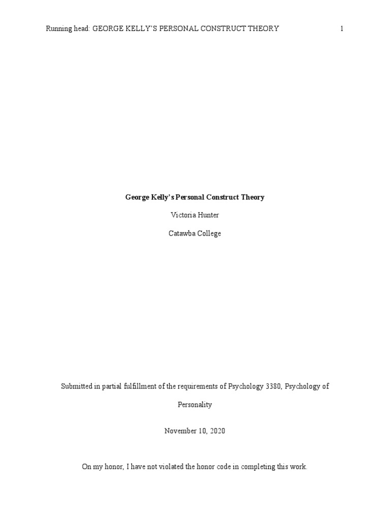 Kellys Personal Construct Theory 1 | PDF | Psychotherapy | Emotions