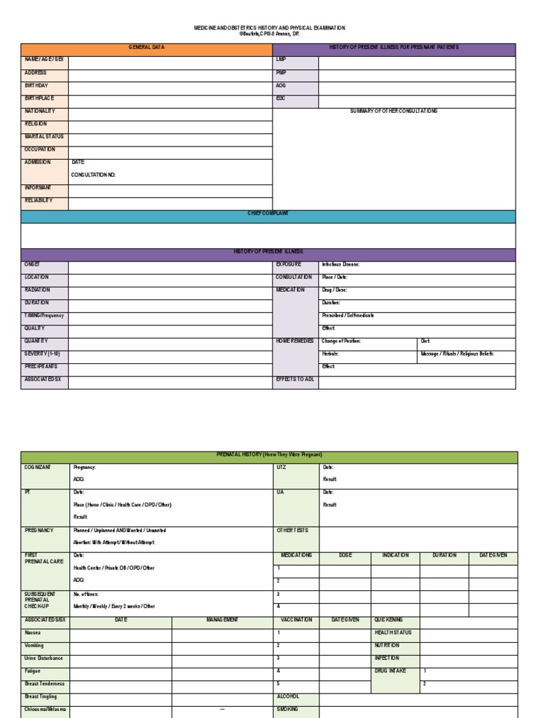 Medicine OB History and PE Template | PDF | Pregnancy | Menstruation