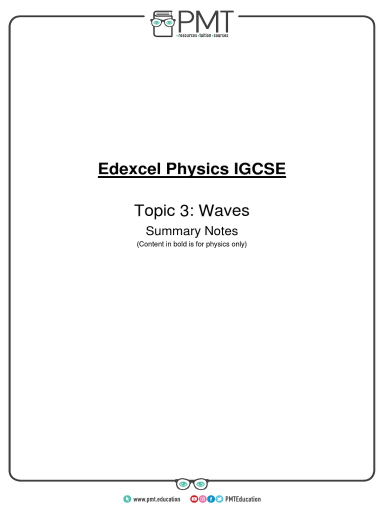 Summary Notes - Topic 3 Waves - Edexcel Physics IGCSE PDF | PDF | Waves ...