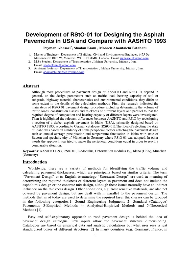 Development of RStO-01 For Designing The Asphalt Pavements in USA and ...