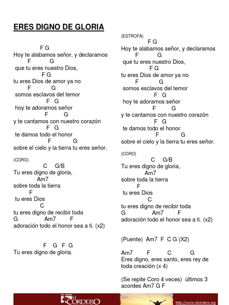 exagerar Etapa disparar acordes eres digno de gloria Cabina ozono Hermanos