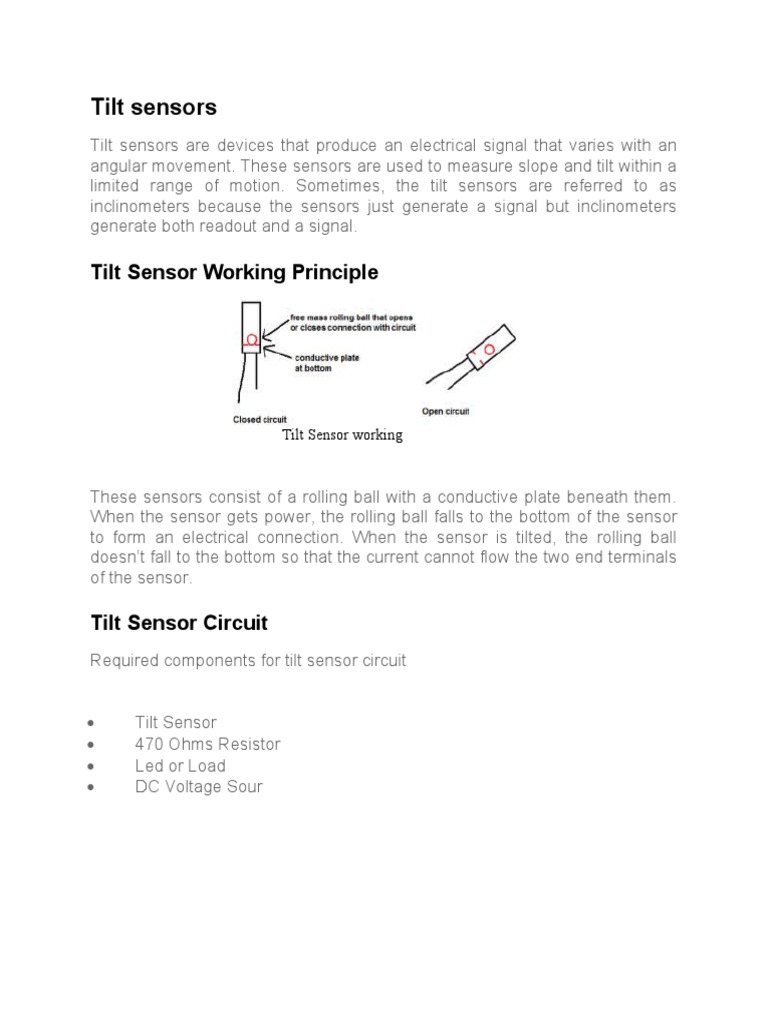 Tilt Sensors: Tilt Sensor Working Principle | PDF | Sensor | Electrical ...