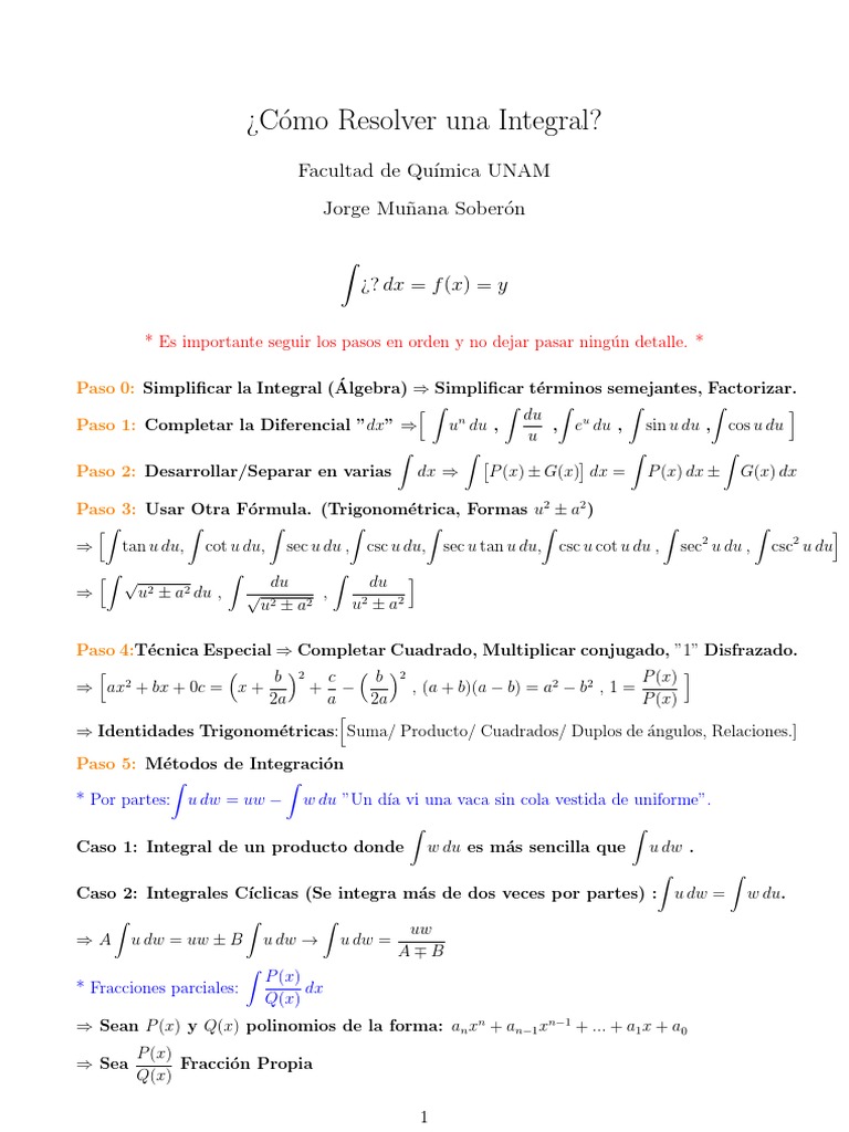 Cómo Resolver Una Integral | PDF | Integral | Matemática Elemental