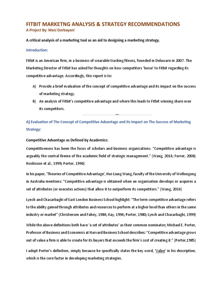 Fitbit's Competitive Advantage Analysis | PDF | Competitive Advantage ...