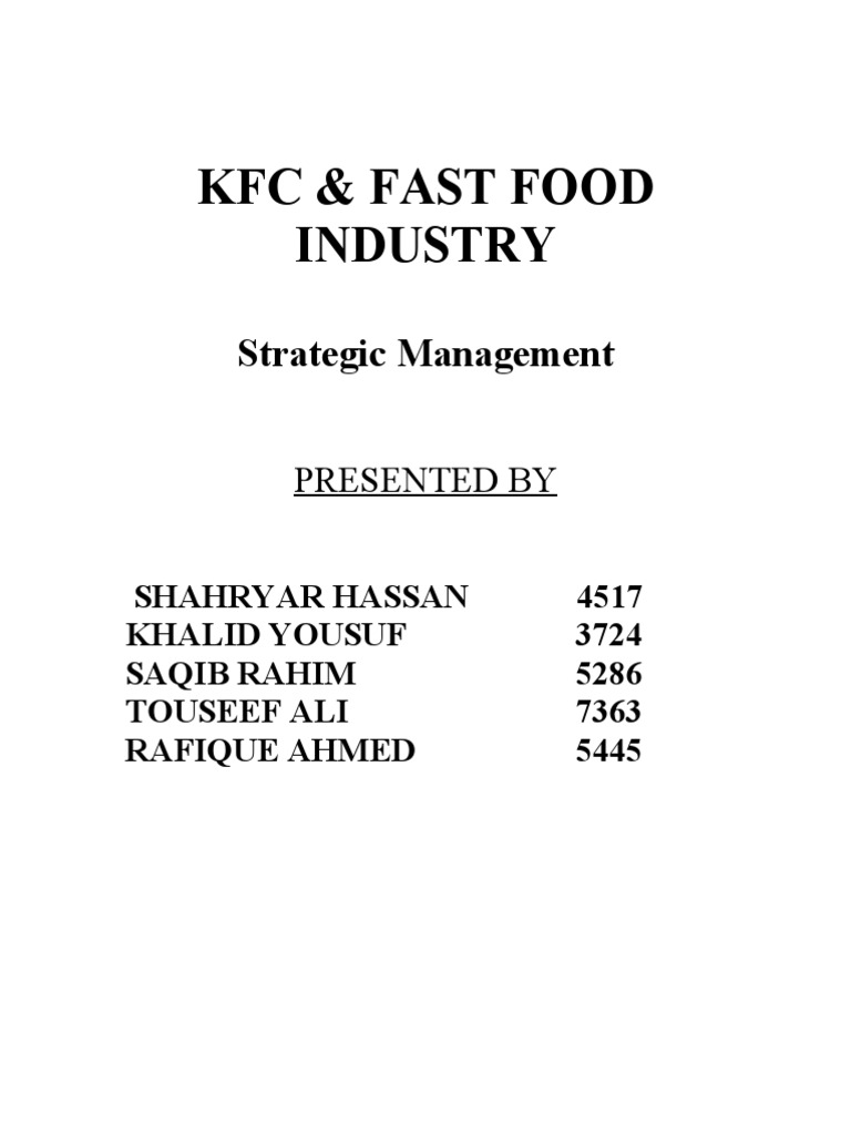 KFC & Fast Food Industry: Strategic Management | PDF | Fast Food | Fast ...