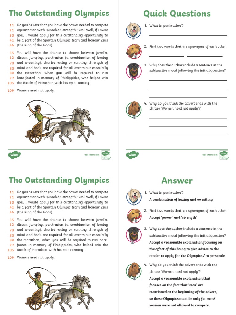 Quick Questions: The Outstanding Olympics | PDF | Sports