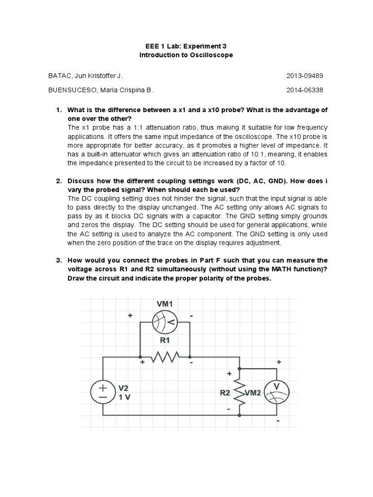 Experiment 3 - Introduction To Oscilloscopes PDF | PDF | Electrical Impedance | Electrical ...