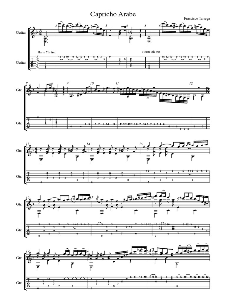 Capricho Arabe - Full Score PDF | PDF | Guitar Family Instruments | Guitars