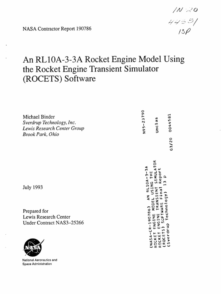 RL10A-3-3A Engine Model with ROCETS | PDF | Rocket Propellant | Rocket