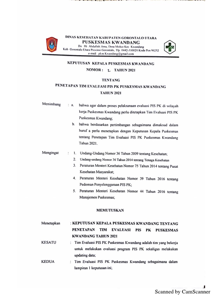 SK Tim Evaluasi Pispk 2021 | PDF