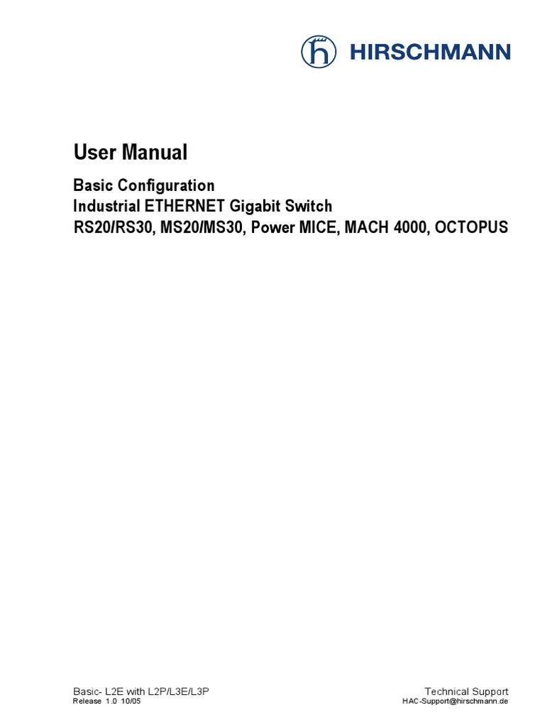 User Manual: Basic Configuration Industrial ETHERNET Gigabit Switch RS20/RS30, MS20/MS30, Power ...
