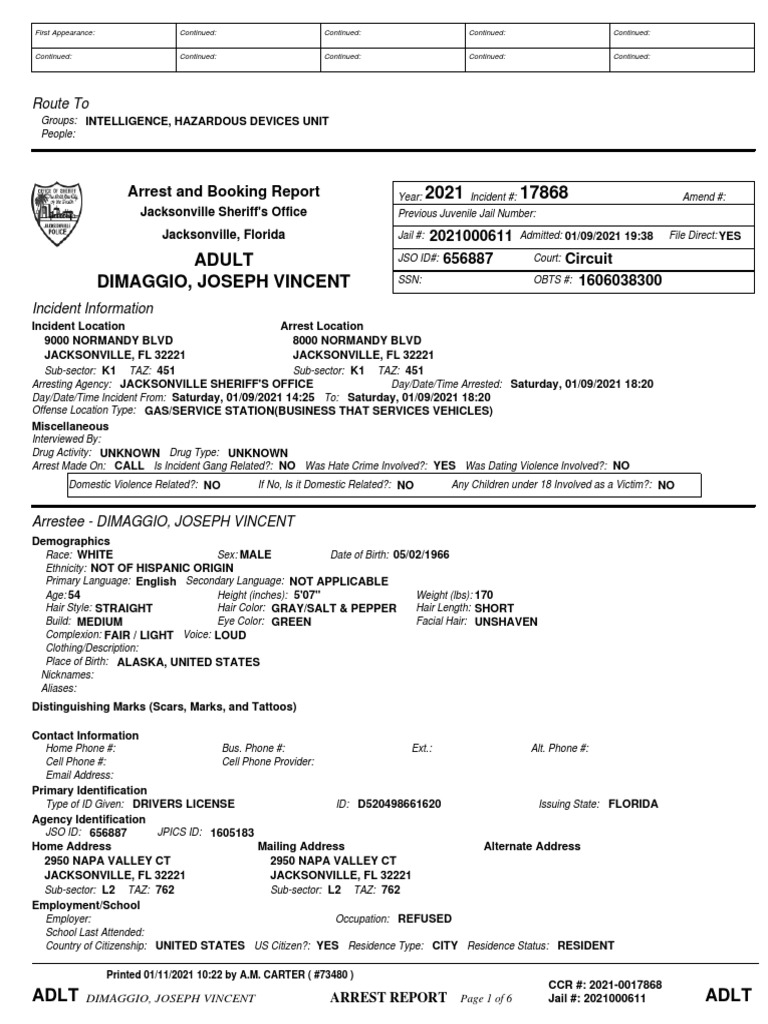 Arrest and Booking Report: Route To | PDF | Arrest | Crime & Violence