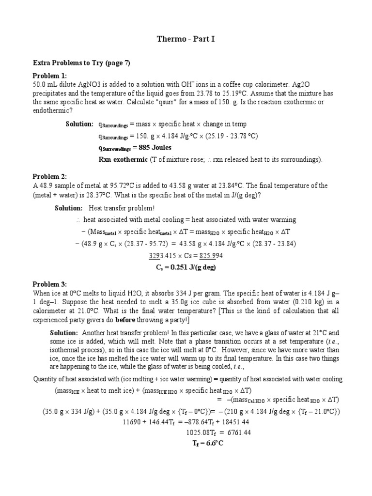 Thermodynamics Problems Guide | PDF | Heat Capacity | Heat