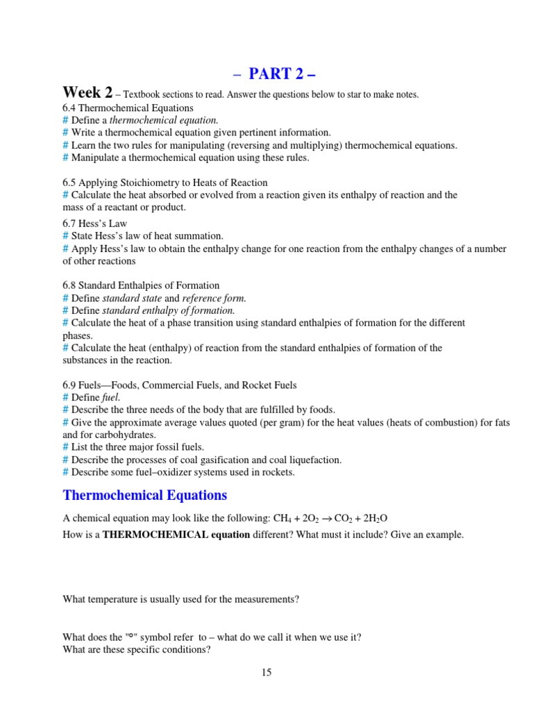 Guided Reading 2 - Thermo Part2 - Week 2 | PDF | Enthalpy | Branches Of ...