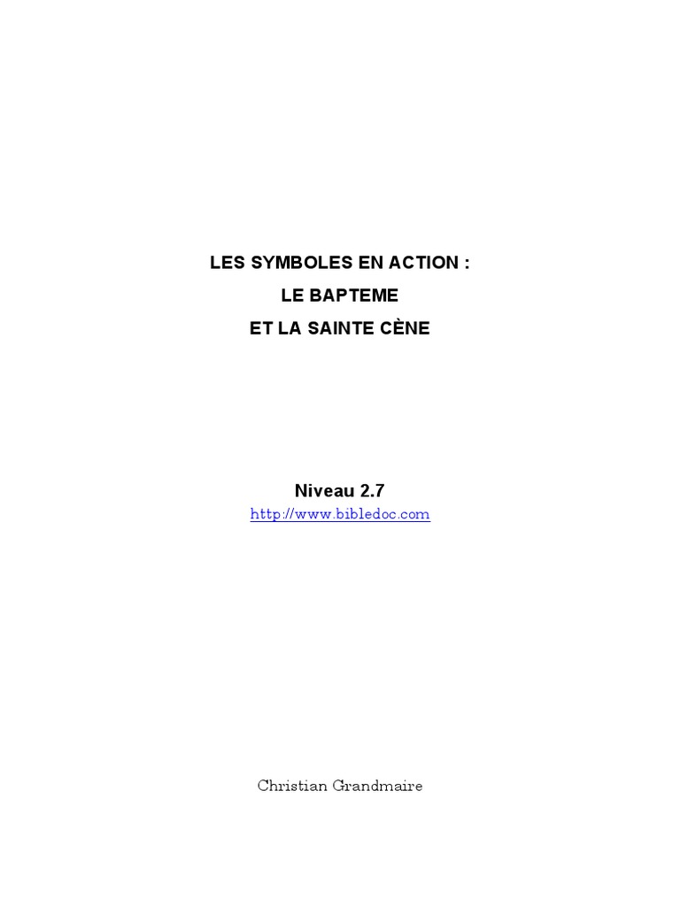 Symboles du Baptême et de la Sainte Cène | PDF | Cène | Baptisme