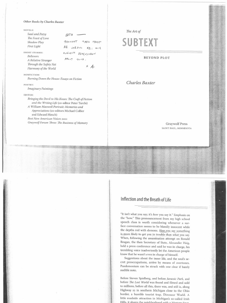 The Art of Subtext - by Charles Baxter PDF | PDF