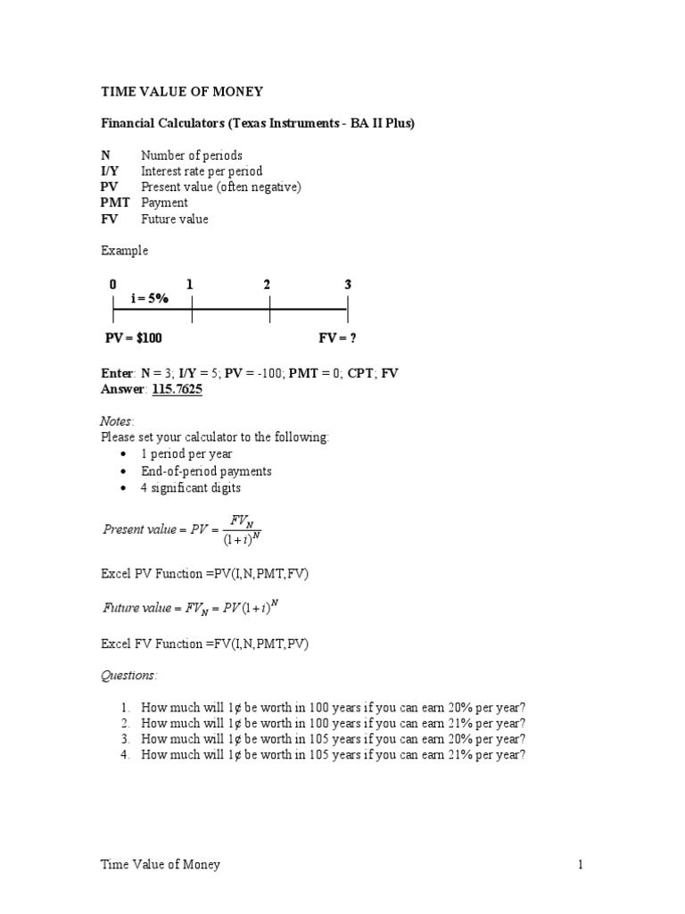 Time Value of Money Concepts and Calculations | PDF | Time Value Of ...