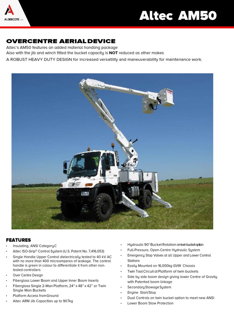 Altec AM50: Overcentre Aerial Device | PDF | Equipment | Transport