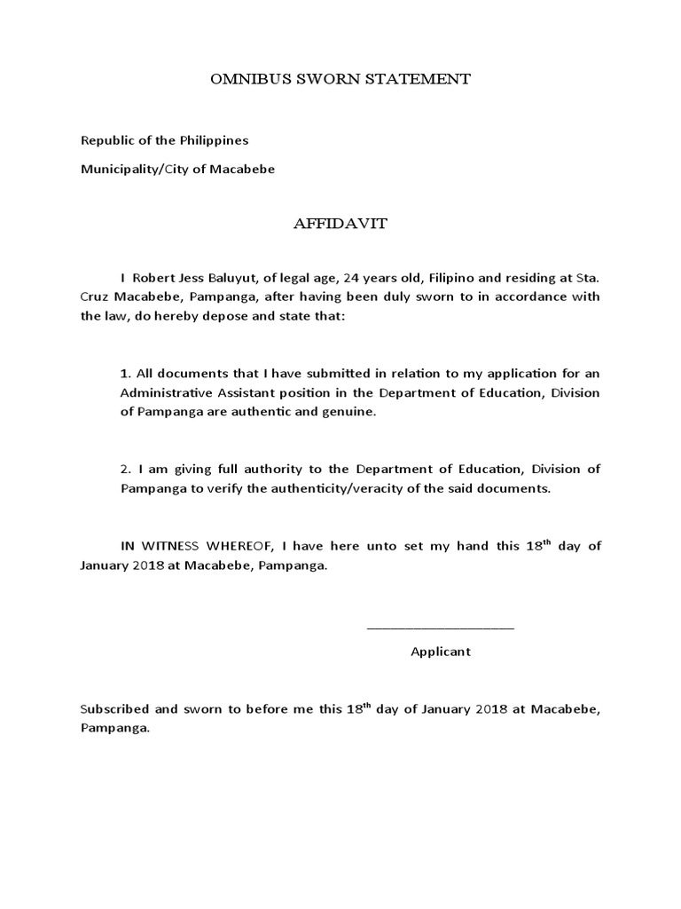 OMNIBUS SWORN STATEMENT New | PDF