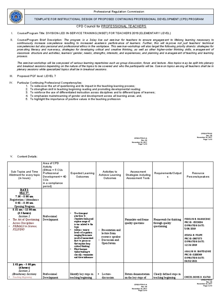 AMES-INSET2020 Instructional Design Template | PDF | Differentiated ...