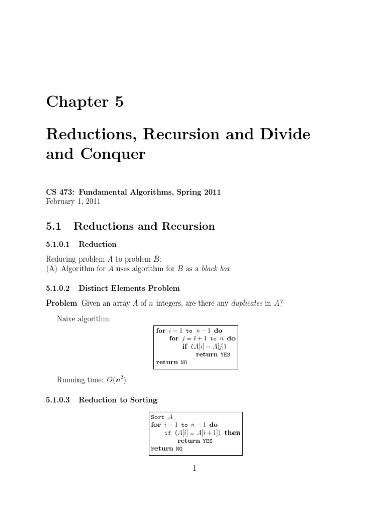 Reductions, Recursion and Divide and Conquer | PDF | Time Complexity | Algorithms