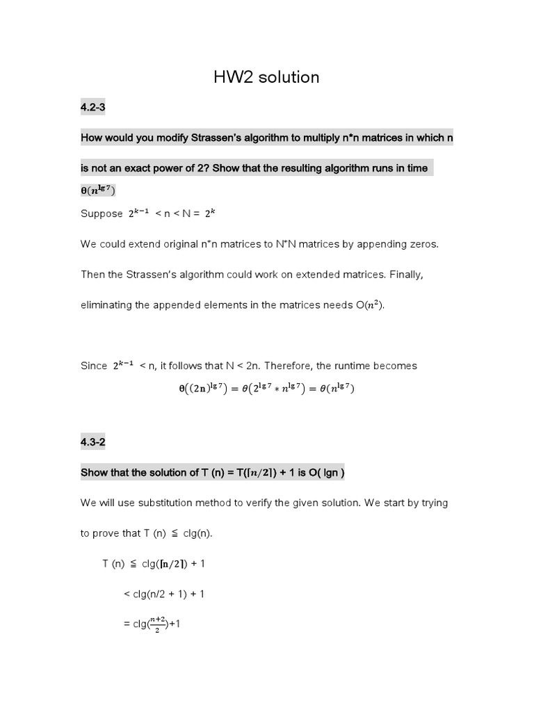 HW2 Solution | PDF | Algorithms And Data Structures | Analysis