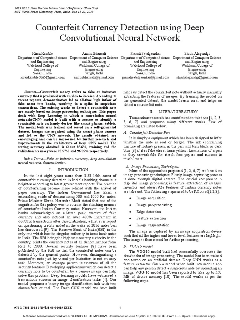 Counterfeit Currency Detection Using Deep Convolutional Neural Network ...