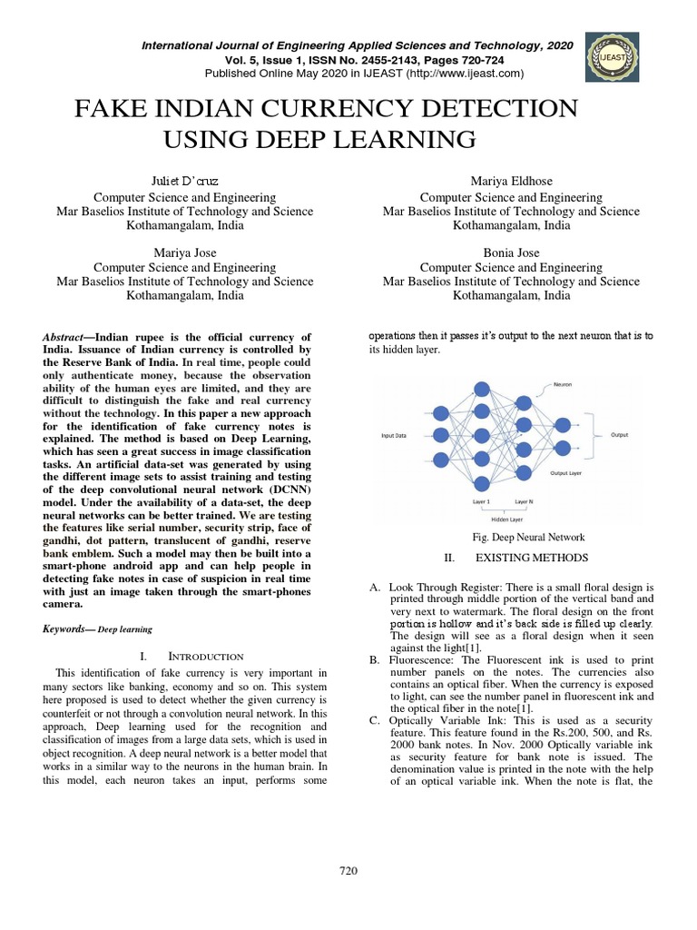 Fake Indian Currency Detection Using Deep Learning | PDF | Artificial ...