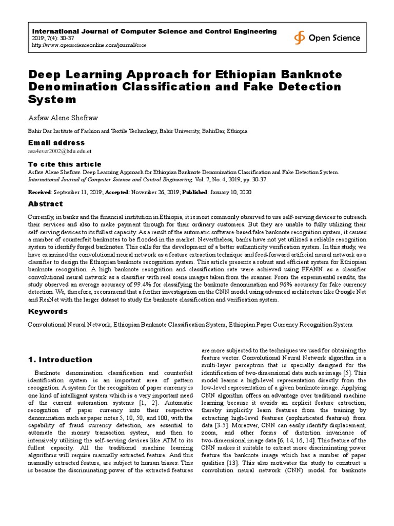Deep Learning Approach For Ethiopian Banknote Denomination Classification And Fake Detection