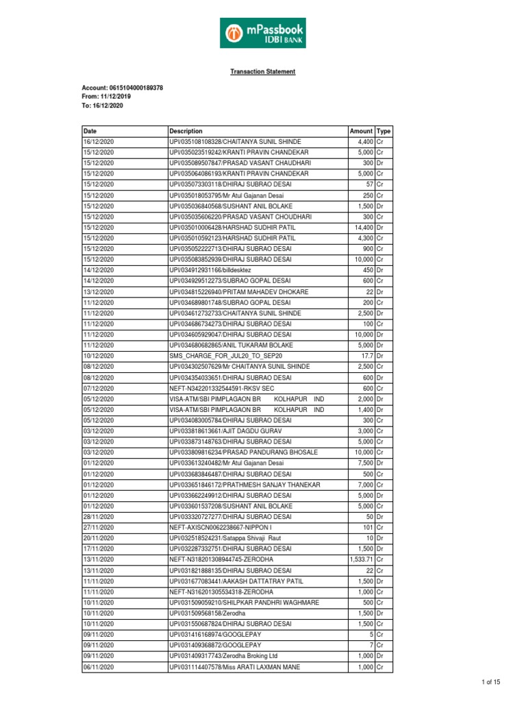 178 Idbi Statement PDF | PDF