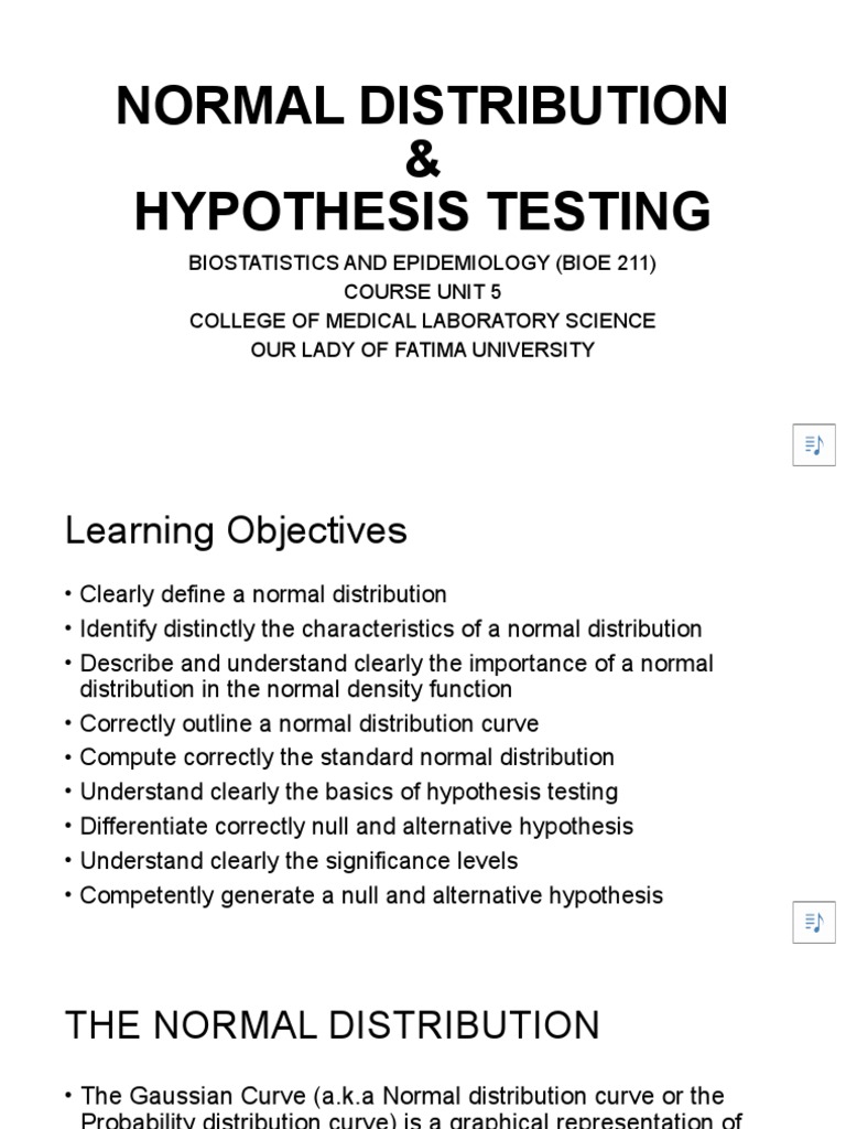 05 - BIOE 211 - Normal Distribution and Hypothesis Testing | PDF | Null ...