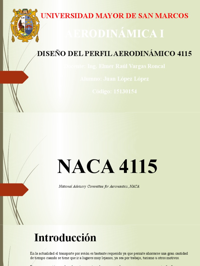 Diseño de Perfil Aerodinámico NACA 4115 | PDF | Superficie sustentadora ...