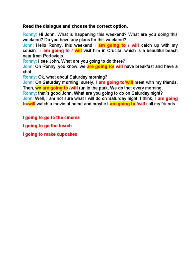 Read The Dialogue and Choose The Correct Option | PDF