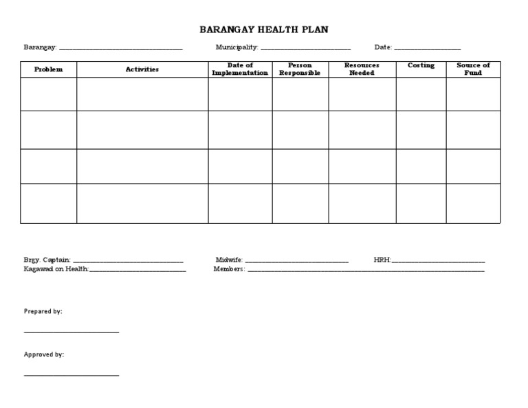 Barangay Health Plan | PDF