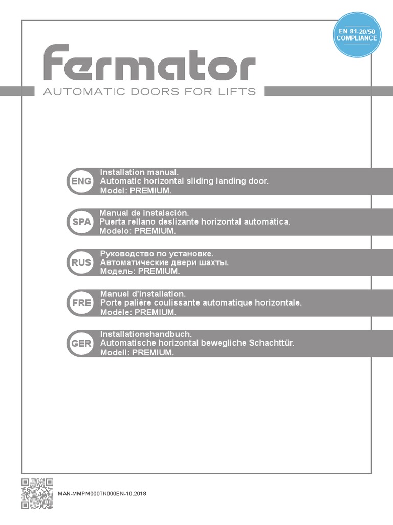 Fermator Landing Door LD30 Installation Manual Premium - 10.18 | PDF ...