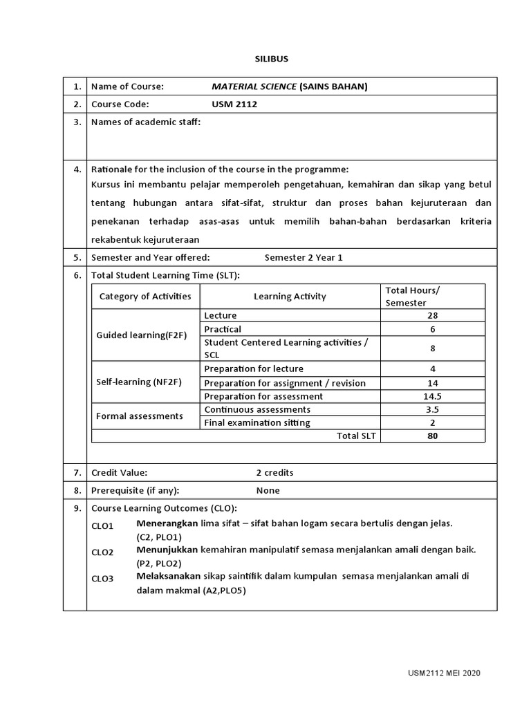 Material Science Course Guide | PDF | Deformation (Engineering ...