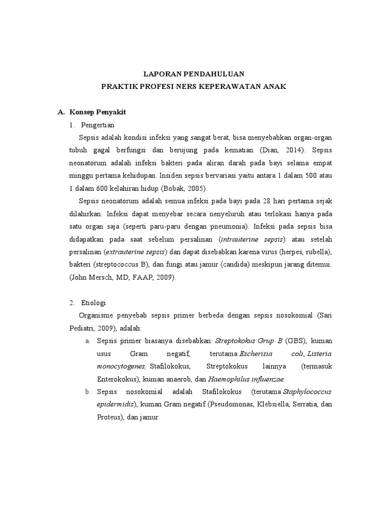 Sepsis Neonatorum: Infeksi Bakteri pada Bayi | PDF