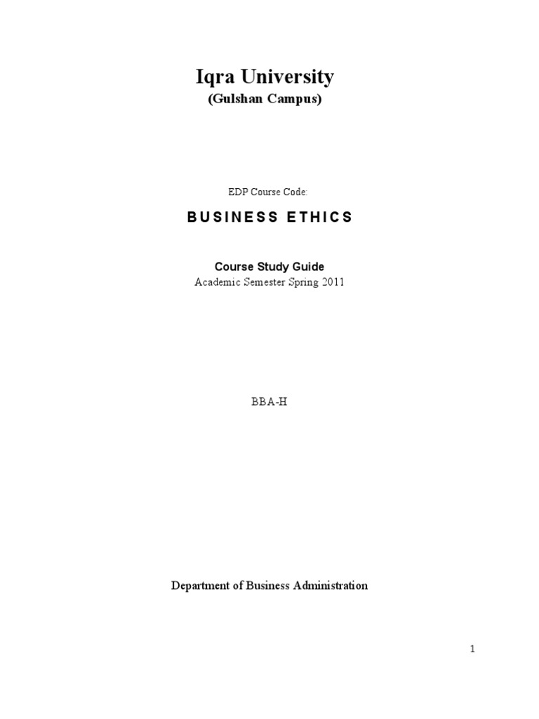 BUSINESS ETHICS - Study Guide | PDF | Business Ethics | Business