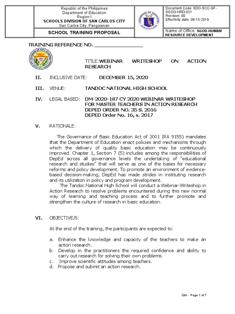 INSET Proposal Action Research1 | PDF | Governance | Psychological Concepts