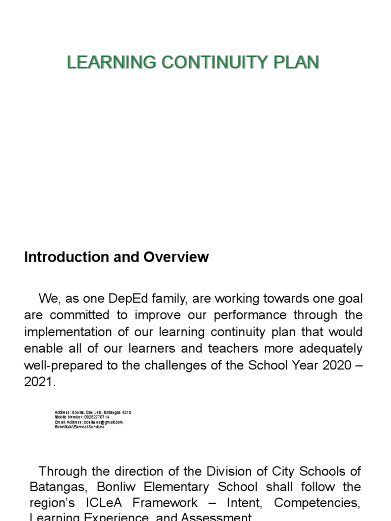 2019 Learning Continuity Plan-PowerPoint | Download Free PDF ...