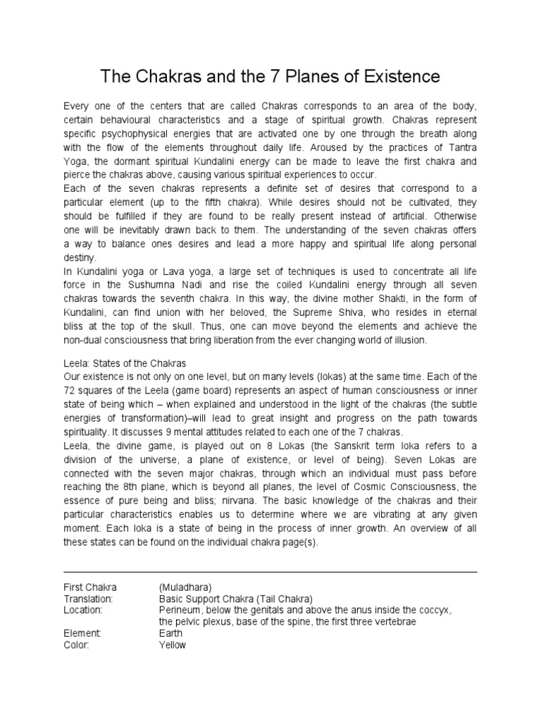 The Chakras and The 7 Planes of Existence | PDF | Kundalini | Chakra